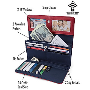 Nautica Money Manager RFID Women’s Wallet Clutch Organizer (Fuego Red (Buff))