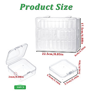 WLLHYF Bead Storage Containers 30Pcs Small Bead Organizer Box and 1 Pcs Large Clear Plastic Beads Storage Containers Boxes with Hinged Lid for Bracelet Making DIY Craft Nail Decor
