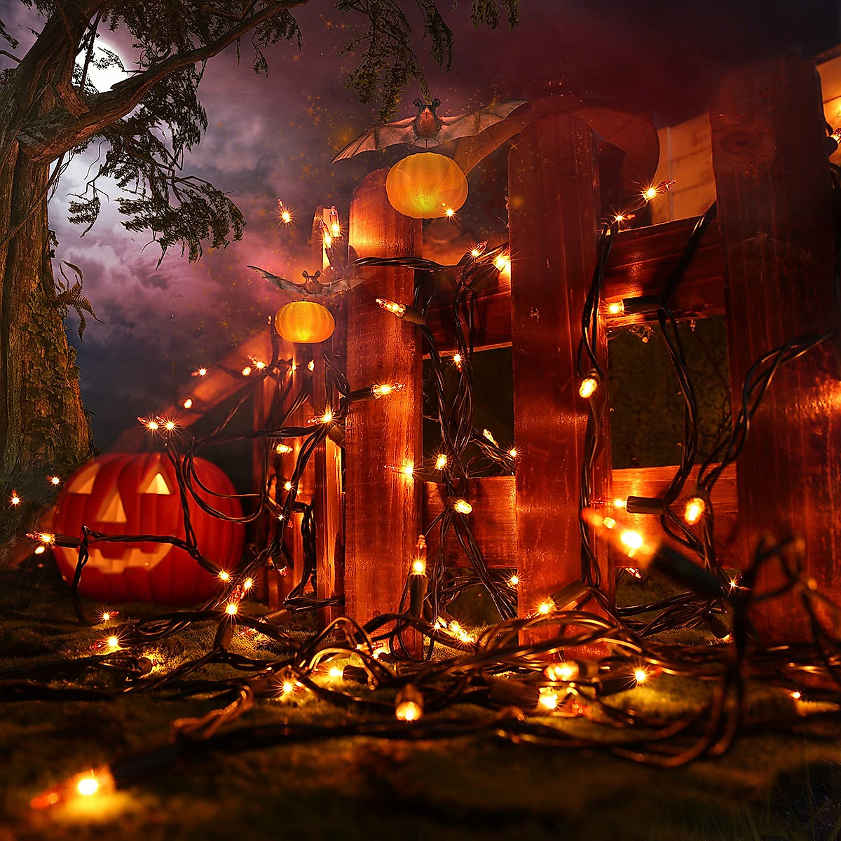 Toodour Orange Lights Halloween Lights, 33ft 100-ct Incandescent Halloween String Light, UL Certified Connectable Mini Bulbs Halloween Orange Fairy Light for Home, Garden, Halloween Party Decor