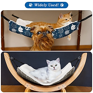 2 Pieces Reversible Cat Hanging Hammock Soft Breathable Pet Cage Hammock with Adjustable Straps and Metal Hooks Double-Sided Hanging Bed for Cats Small Dogs Rabbits (Cat and Plaid,L)