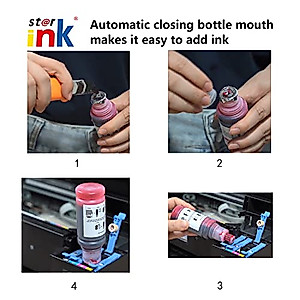 st@r ink Compatible Refill Ink Bottle Replacement for Epson 522 T522 Work for EcoTank ET-2720 ET-2800 ET-2803 ET-4800 ET-4700 ET-2710 ET-1110 Printer(4 Black, 1 Cyan, 1 Magenta, 1 Yellow) 7 Packs