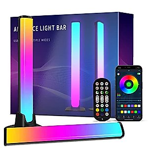 iodoo Smart LED Light Bars Desk RGB Gaming Accessories for Room , Smart Home Gaming Lights, RGBICWW APP and Remote Control TV Backlights with Scene Modes and Music Modes for Gaming, (10in)