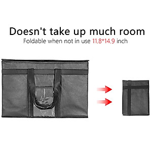 Oseeny 3XL Insulated Food Transport Bag - Reusable Cooler Bag for Cold and Hot Food Delivery with Lid and Double Zipper (Black, 3XL)