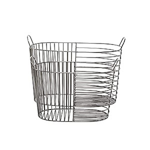 CosmoLiving by Cosmopolitan Metal Round Storage Basket with Handles, Set of 2 21", 17"W, Dark Gray