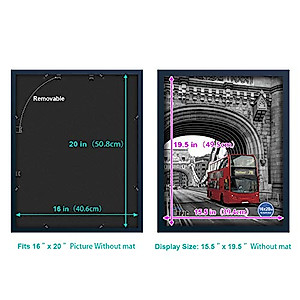 RPJC 16x20 Inch Solid Wood Poster Frame for Wall Mounting Hanging Picture Frames Jazz Blue