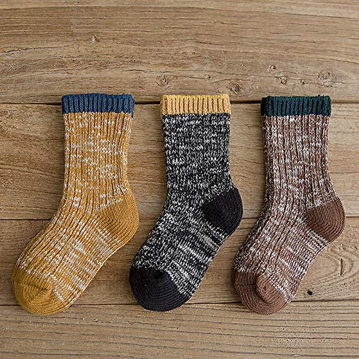 Baby Boys Girls Socks - 3 Pairs Toddler Thick Warm Seamless Chunky Knit Cotton Kid Cotton Crew Socks (M(3-5Y), Boys)