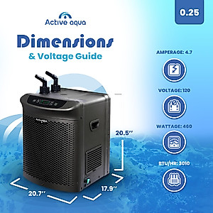 Active Aqua Water Chiller Hydroponics System, Indoor Cooling Mini Unit, 1/4 HP