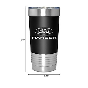 iPick Image for Ford Ranger 20 oz Dual-Wall Insulated Stainless Steel with Black Silicone Sleeve Travel Tumbler