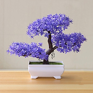 HASEAN Artificial Plants Bonsai Welcoming Pine Tree Pot Desk Display Simulation Fake Tree Fake Potted Ornament Home Hotel Garden Decoration