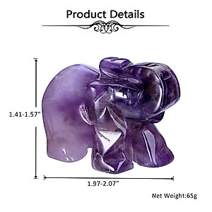 Top Plaza 2 Inches Amethyst Crystals Elephant Figurines Decor Reiki Healing Crystal Stone Crafts Statues Elephant Gifts Collectible Decor for Home Office Desk
