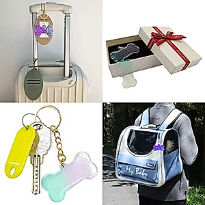 6 PCS Pet Tag Resin Molds, AFUNTA Dog Bone Shaped Tag Silicone Molds Photo Memorial Resin Molds Silicone with 10 Key Rings, for DIY Keychain Pet Tag Pendant Craft