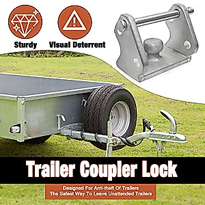 Trailer Hitch Lock, Trailer Lock with Pin, Aluminium Trailer Coupler Lock, Trailer Ball Lock Fits Over 2" to 2-5/16" Couplers, Heavy-Duty Trailer Tongue Lock, 1 Pack