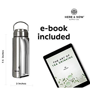 All-Purpose Travel Mug and Tumbler | Tea Infuser Water Bottle | Fruit Infused Flask | Hot & Cold Double Wall Stainless Steel Coffee Thermos | by Here & Now Supply Co. (750 ml (25.3 oz))