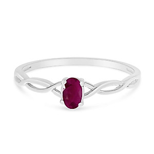 Direct-Jewelry 10k White Gold Oval Ruby Ring (Size 9)