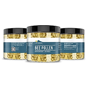 Earthborn Elements Bee Pollen 200 Capsules, Pure & Undiluted, No Additives