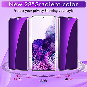 Lesakit 2 Pack Anti-Blue Light Privacy Screen Protector for Galaxy S20 Plus [Not Glass], [Support Fingerprint ID] Anti Spy TPU Flexible Film for Samsung Galaxy S20 Plus 6.7 inch - Purple