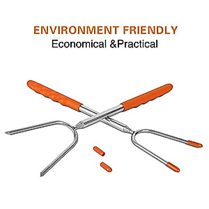 Briout Marshmallow Roasting Sticks 10 Pack Extra Long 45’’ Stainless Telescoping Hot Dog Smores Skewers Kids Safe Barbecue Forks for Campfire, Bonfire and Grill