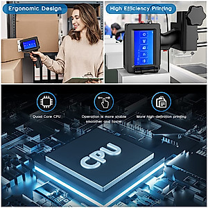 BESHENG Handheld Inkjet Printer JS12H1 with Touch Screen Inkjet Coder with Quick-Drying Ink Handheld Printer Printing Height 0.08-0.5Inch for Variable Text QRCode/Date/Barcode/Logo/Batch Number/Label