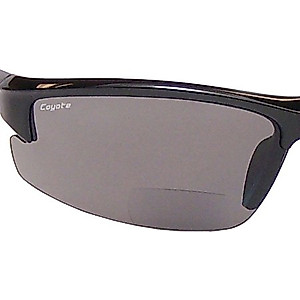 Coyote Eyewear BP-7 Polarized Reader Bifocal +2.00 Sunglasses, Black/Grey