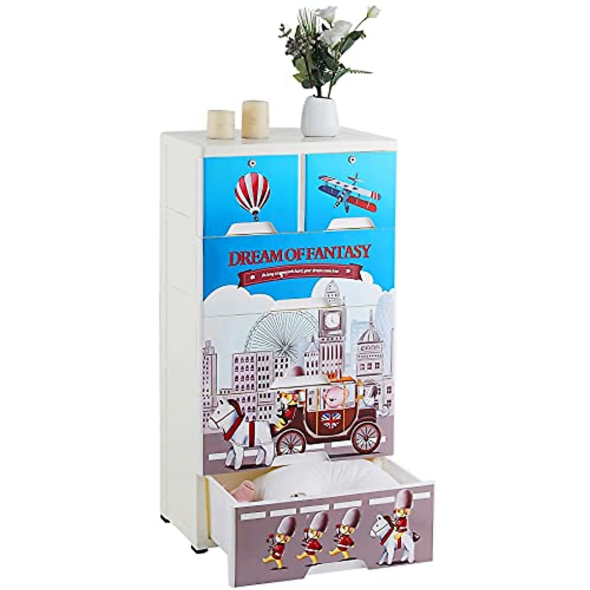 Vividness Plastic Drawers Dresser,Tall Dresser,Sturdy Organizer Unit,Easy Pull Closet Drawers,Storage Cabinet for Clothing,Nursery,Bedroom-6 Drawers (London)