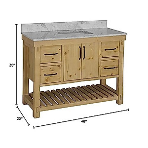 Birmingham 48-inch Bathroom Vanity (Carrara/Driftwood): Includes Driftwood Cabinet with Authentic Italian Carrara Marble Countertop and White Ceramic Sink