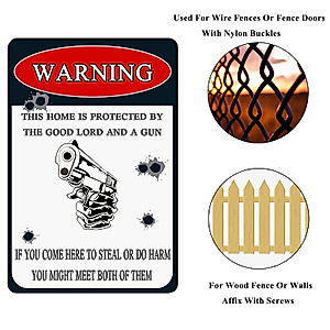 Trespassers Beware if the Dog Doesn't Get You the Gun Will Inch Metal Sign for Outdoor Courtyard Garden Home Cafes Bar Garage Farmhouses Gate Funny Art Wall Decoration 8 X 12 Inch