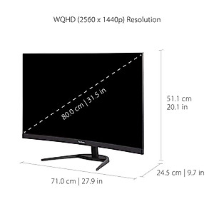 ViewSonic OMNI VX3268-2KPC-MHD 32 Inch Curved 1440p 1ms 144Hz Gaming Monitor with FreeSync Premium, Eye Care, HDMI and DisplayPort