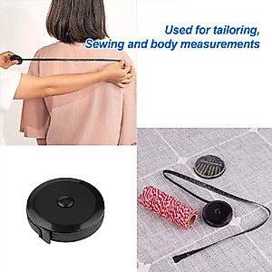 GDMINLO Soft Tape Measure Retractable Measuring for Body Fabric Sewing Tailor Cloth Knitting Craft Weight Loss Measurements Retractable Black Dual Sided Tape Measure Body Measuring 1 Pack