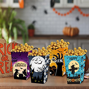 12 Pieces Halloween Popcorn Box Halloween Party Favor Snack Treat Boxes Candy Cookie Container Decorations Gifts for Kids Adults Halloween Party Favor Supplies
