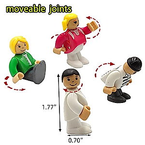 DSHMIXIA Toy People Figures for Kids Action Figures Playsets for Trains Cars Various Professions for Play House Wooden Train Track (14pcs Figures)