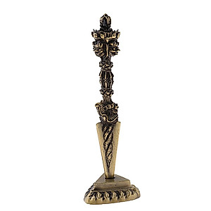 Baoblaze Faced Dark Phurba - 7 inch Lungta Mahakala Tibetan Nepal Vajra Deity Dagger Tibetan Buddhism Swastika Kila Phurpa - Brass Made