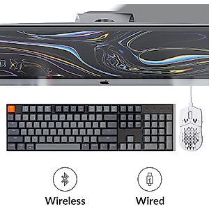 Keychron K10 Wireless Bluetooth/USB Wired Gaming Mechanical Keyboard, Hot-swappable Full Size Layout 104 Keys White Backlight N-Key Rollover for Mac Windows, Gateron G Pro Blue Switch