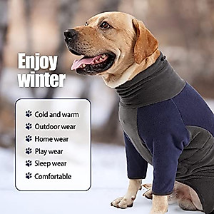 Harikaji Dog Cold Weather Coat, Dog Warm 4 Legs Pajamas Onesie Pet Soft Winter Dog PJS Sweaters Jacket Pet Clothes Stretchy Soft Doggy Jumpsuits Sweatshirt for Large Dogs(Blue,XL)