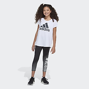 adidas Girls' AEROREADY Innovation Graphic 7/8" Tights, Black, XL (16)