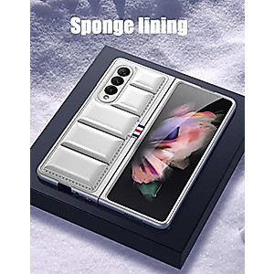 SHIEID Samsung Z Fold 3 Case, Fold 3 Case Leather, Air Vest Phone Case Galaxy Z Fold 3 Case Compatible with Samsung Galaxy Z Fold 3 5G, Silver