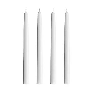 CandleNScent Taper Candles | Tapered Candlesticks - Dripless 12 Inch Unscented | White | 4 Pack