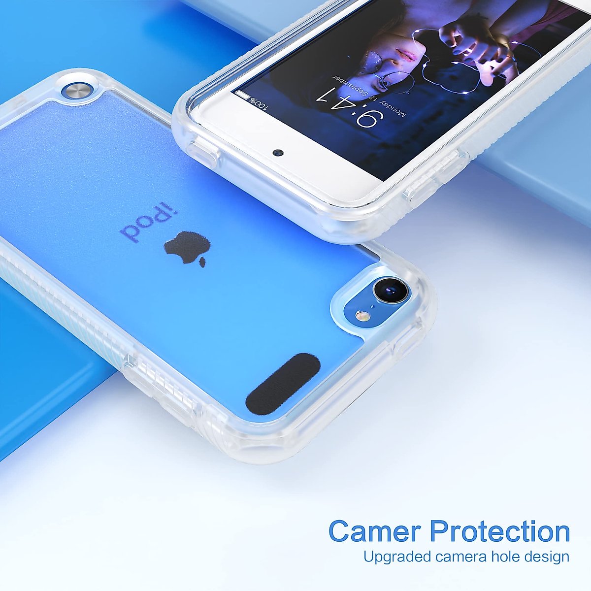 IDYStar Compatible with iPod Touch 7th Generation Case,2 in 1 Shockproof iPod Case with Screen Protectors,Hybrid Slim Fit Protection Shock Resistant Cover for iPod Touch 5/6/7th Generation,Clear