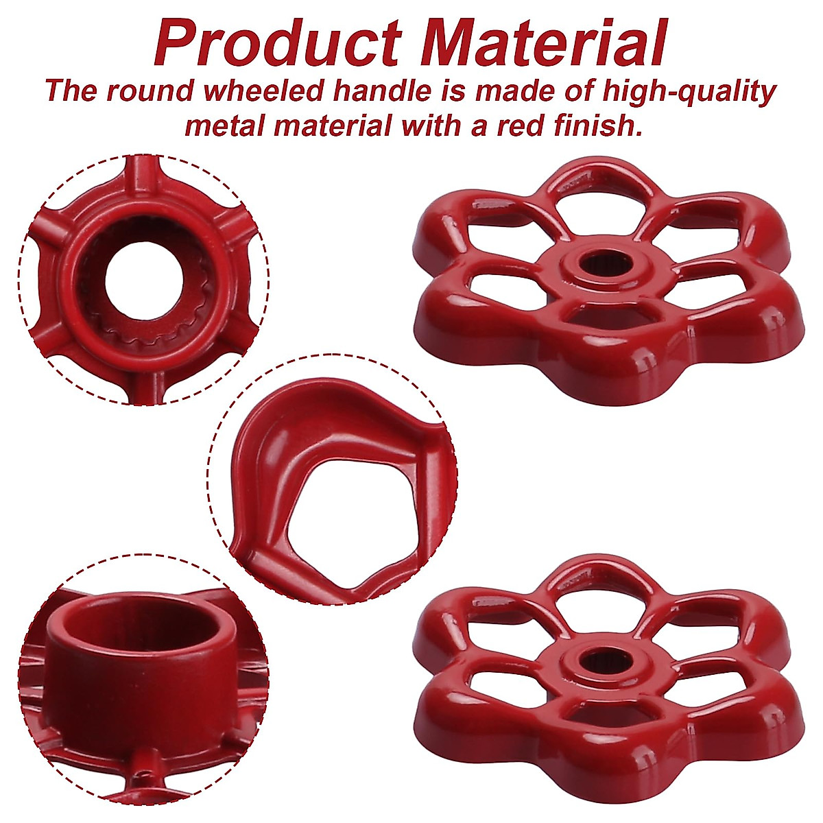 LanKstet 01-5105 Faucet Handle Replacement Faucet Hose Bibb Round Wheel Handle - 1/2'' Diameter 16 Point Broach (Metal)