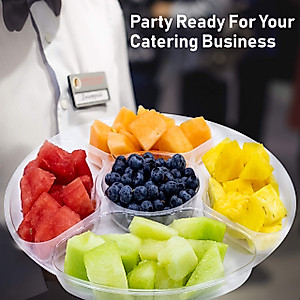 Upper Midland Products 12" Plastic Round Party Serving Tray 5 Compartments 6 Pk Clear Fruits Veggies BPA Free