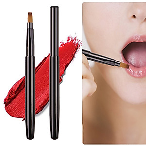 YAFIYGI Lip Brush for Lipstick Retractable Lip Liner Brushes Retractable Lip Brush Applicators Flat Lipstick Gloss Creams Portable with Cap for Women Girls As Present &Halloween Makeup Tools