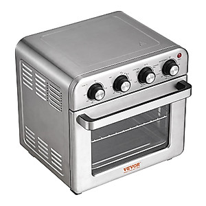 VEVOR 7-IN-1 Air Fryer Toaster Oven, 18L Convection Oven, 1800W Stainless Steel Toaster Ovens Countertop Combo with Grill, Pizza Pan, Gloves, 6 Slices Toast, 10-inch Pizza, Home and Commercial Use
