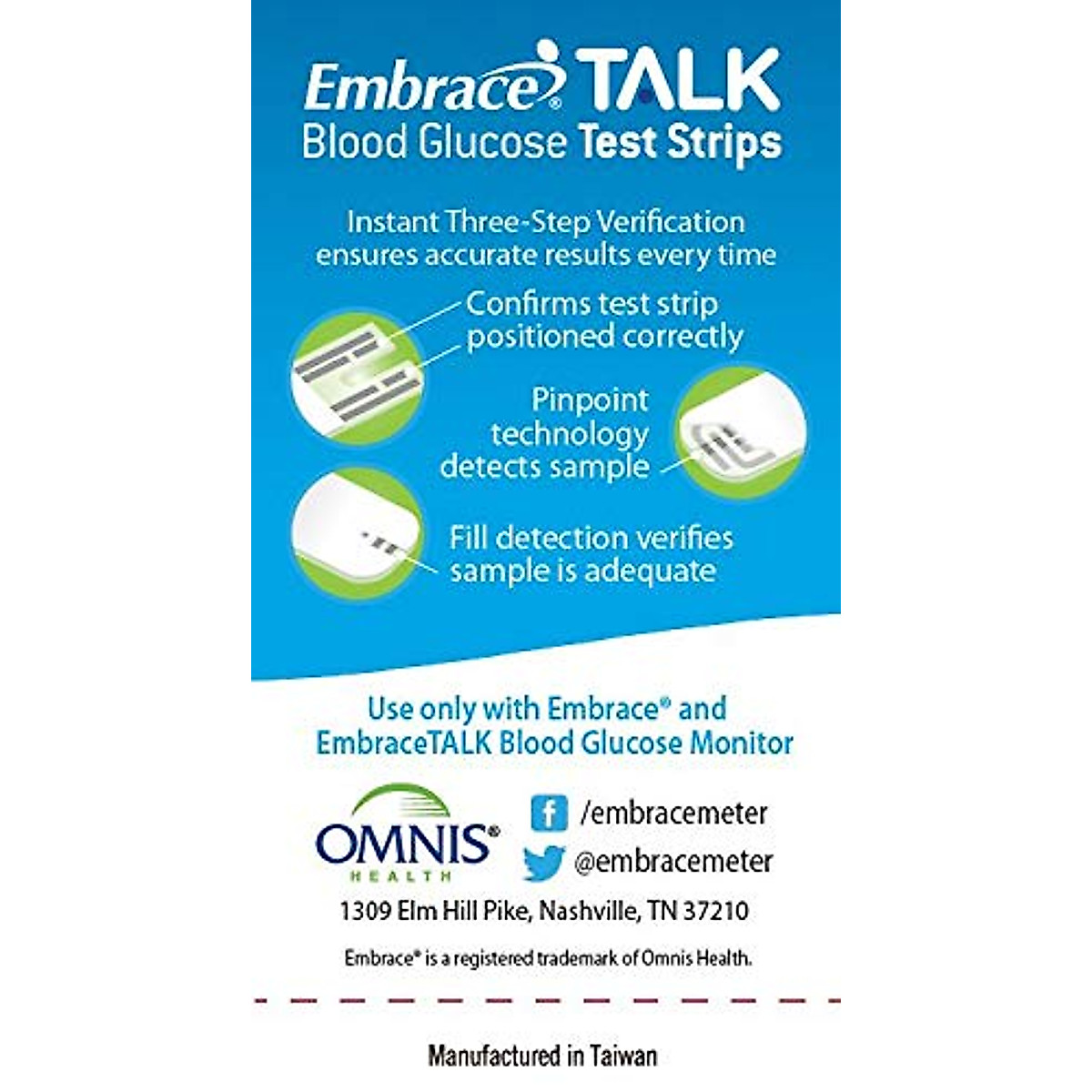 Omnis Health Embrace Blood Glucose Test Strips, 50ct