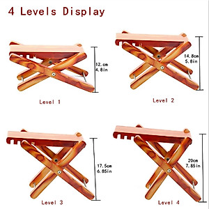 Miwayer Bamboo 4 Gears Adjustable Upscale Guitar Foot Rest Non-Slip Foot Stool Foldable Footrest from 4.5" up to 8"，Accessory for Classical Acoustic Guitar Part