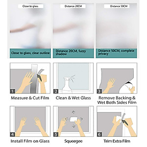 Floral Frosted Window Film Privacy Film, Valentine Window Decal for Bathroom Office Living Room,Blue Yellow Purple Green 24 x 36 inch, Yellow,Blue,Green,Purple