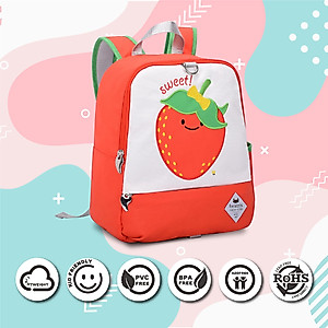 Beatrix New York - Toddler & Kids 11.5" Backpack Bag with Removable Leash for Girls & Boys (STRAWBERRY), Ideal for Preschool & Kindergarten Back to School