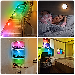 NARUNDREN Puck/Closet/Under Cabinet Lights with Remote, Color Changing, Dimmable for Christmas, Display Cabinet (6 Packs)