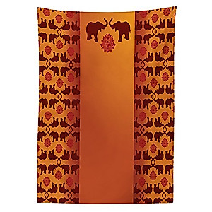 Ambesonne Ethnic Tablecloth, Safari Animal Elephant with Details Ombre Art, Dining Room Kitchen Rectangular Table Cover, 60" X 84", Burgundy Orange