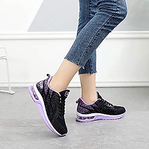 AUPERF Womens Air Shoes Walking Running Fashion Athletic Tennis Sports Comfortable Gym Sneakers?US 7 B(M) Black Purple