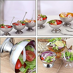 Ice Cream Bowl Stainless Steel Dessert Pudding Bowls Sundae Salad Serving Dip Bowl Trifle Tasting Bowls with Fork Housewarmings, Parties, Weddings (250ml)
