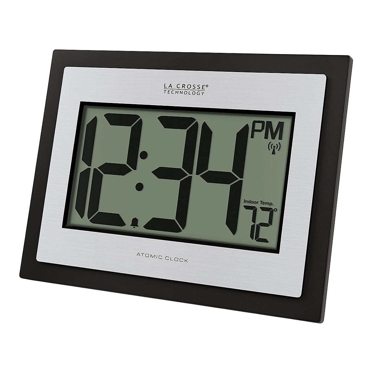 La Crosse Technology 513-1422S Atomic Digital Silver Clock with Indoor Temperature